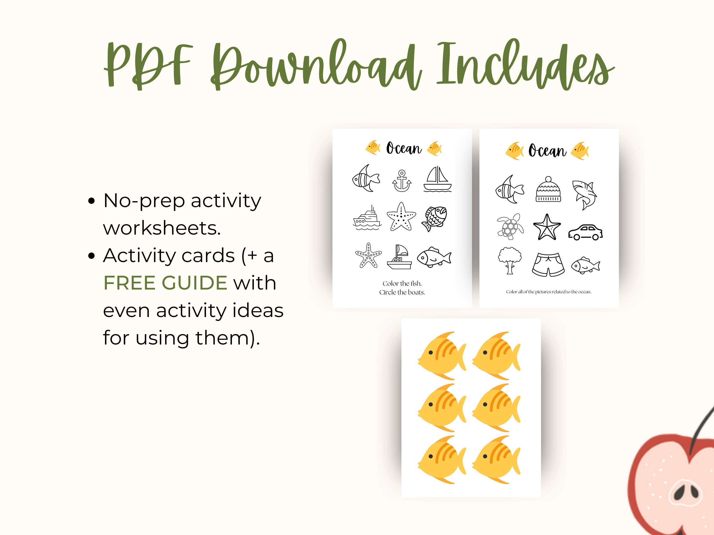 Ocean Theme Printable Activity Worksheets | No Prep Preschool and ...