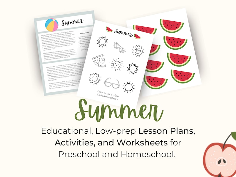 Summer Theme Printable Preschool Lesson Plans | Printable Activities ...