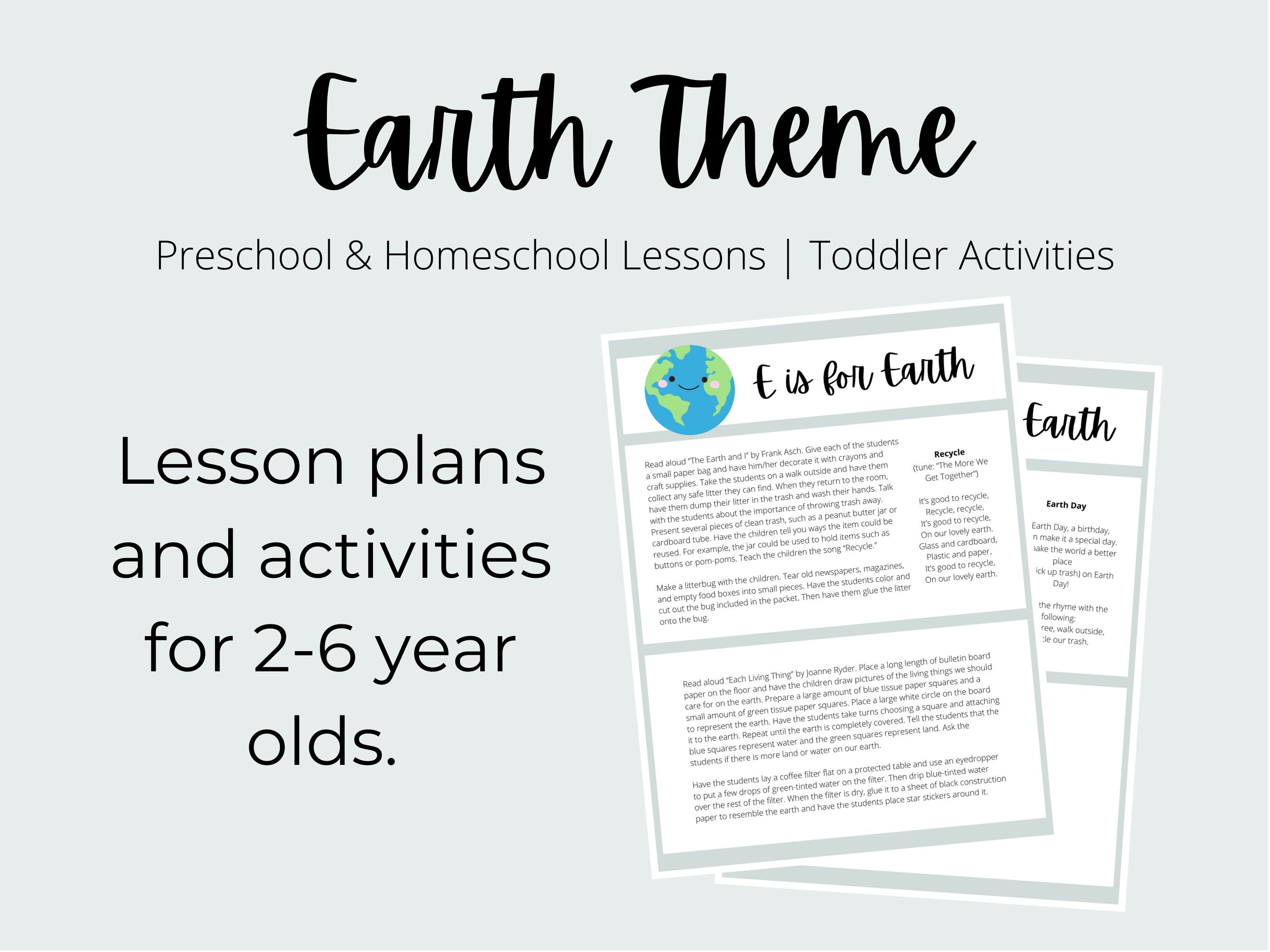 Earth Theme Preschool Curriculum Printable | Homeschool Lesson Plan ...