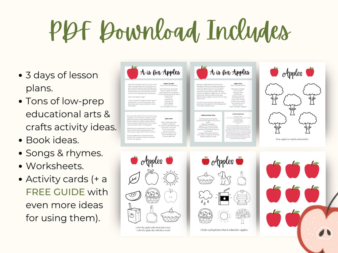 Apple Theme Printable Preschool Lesson Plans | Printable Activities and ...