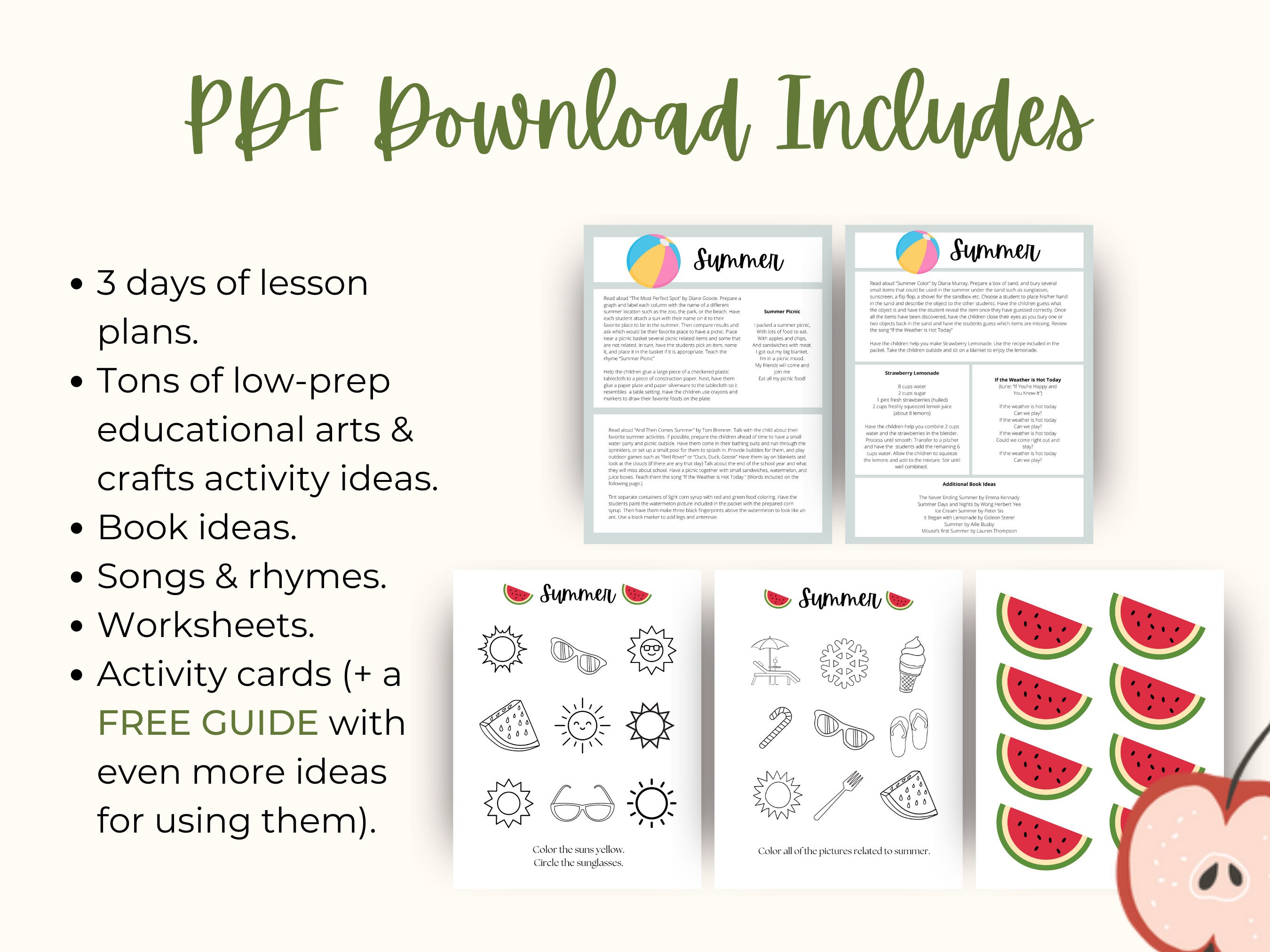 Summer Theme Printable Preschool Lesson Plans | Printable Activities ...