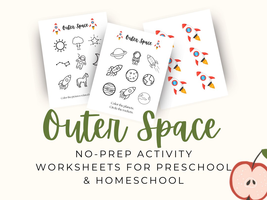 Outer Space Theme Printable Activity Worksheets | No Prep Preschool and ...