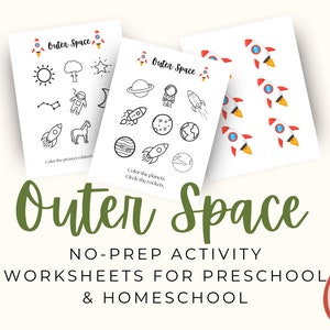 Outer Space Theme Printable Activity Worksheets | No Prep Preschool and ...