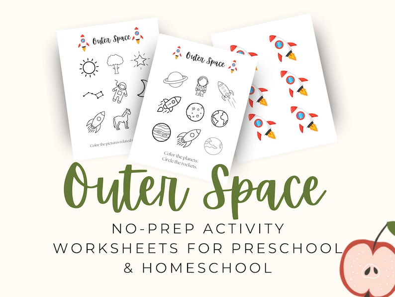 Outer Space Theme Printable Activity Worksheets | No Prep Preschool and ...