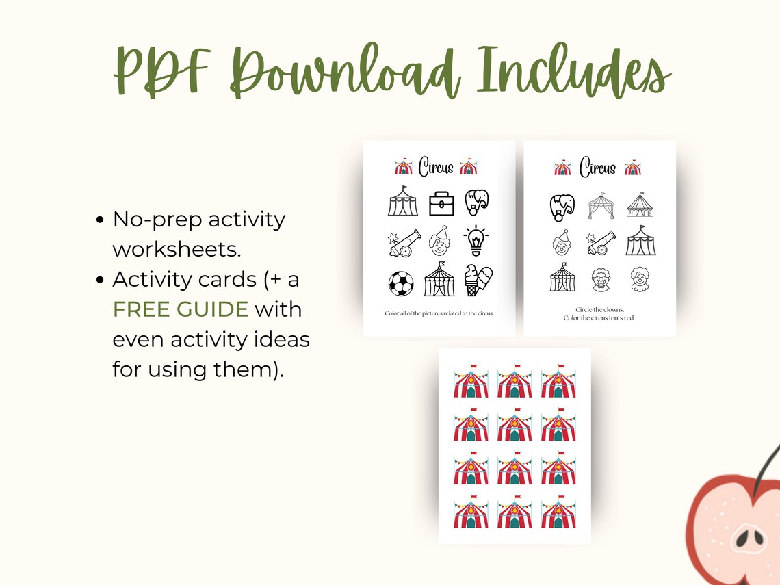 Circus Theme Printable Activity Worksheets | No Prep Preschool and ...