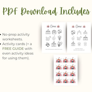 Circus Theme Printable Activity Worksheets | No Prep Preschool and ...