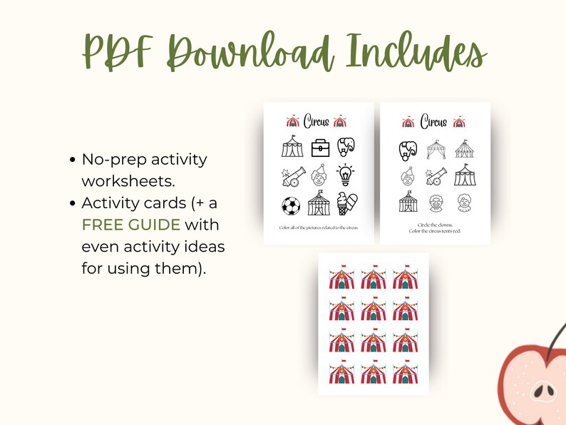 Circus Theme Printable Activity Worksheets | No Prep Preschool and ...