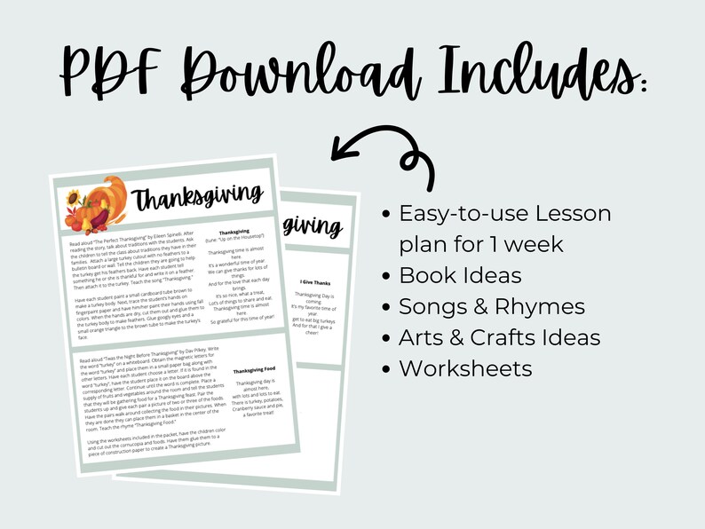 Thanksgiving Theme Preschool Curriculum Printable | Homeschool Lesson ...