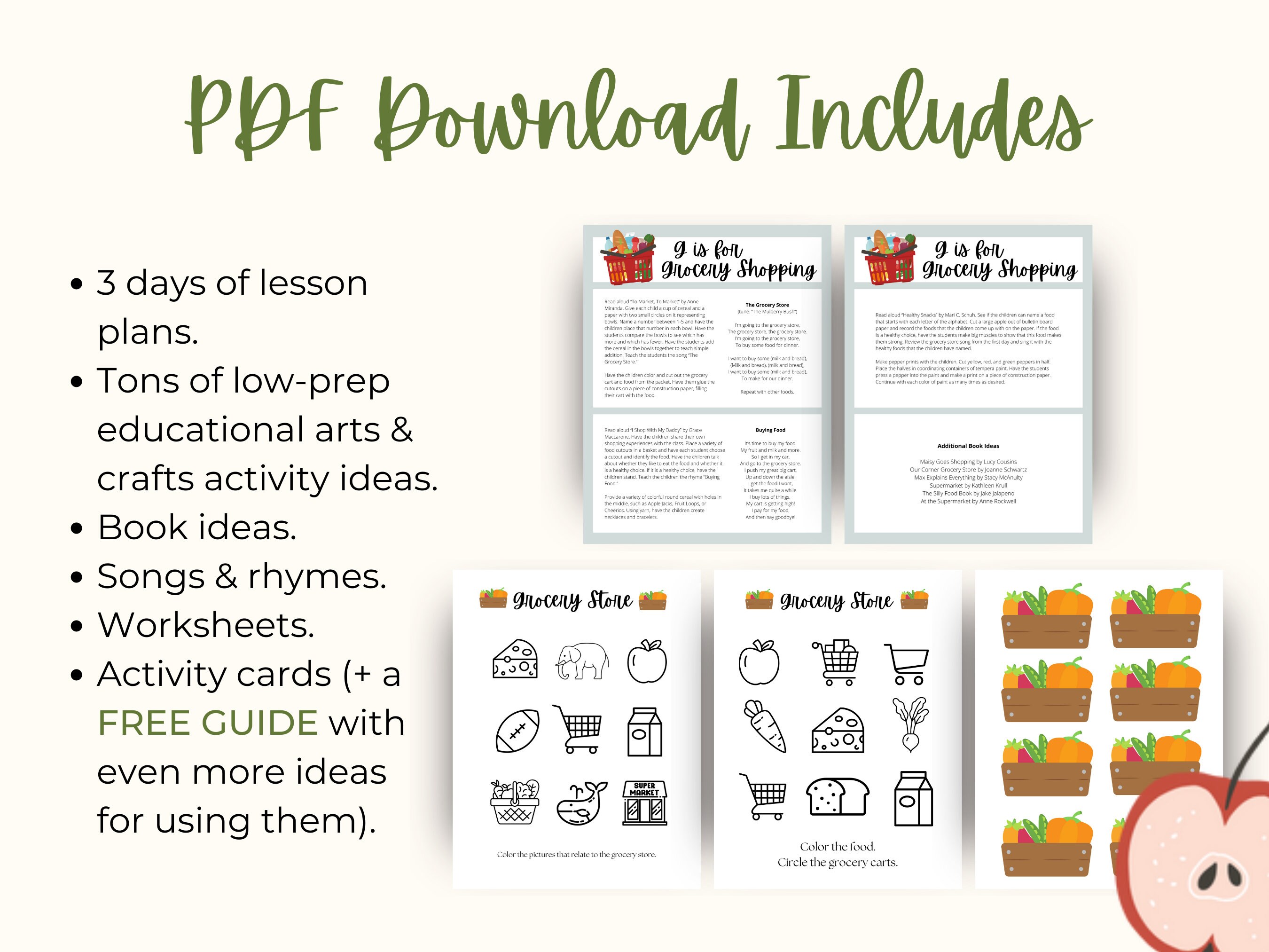 Grocery Store Theme Printable Preschool Lesson Plans | Printable ...