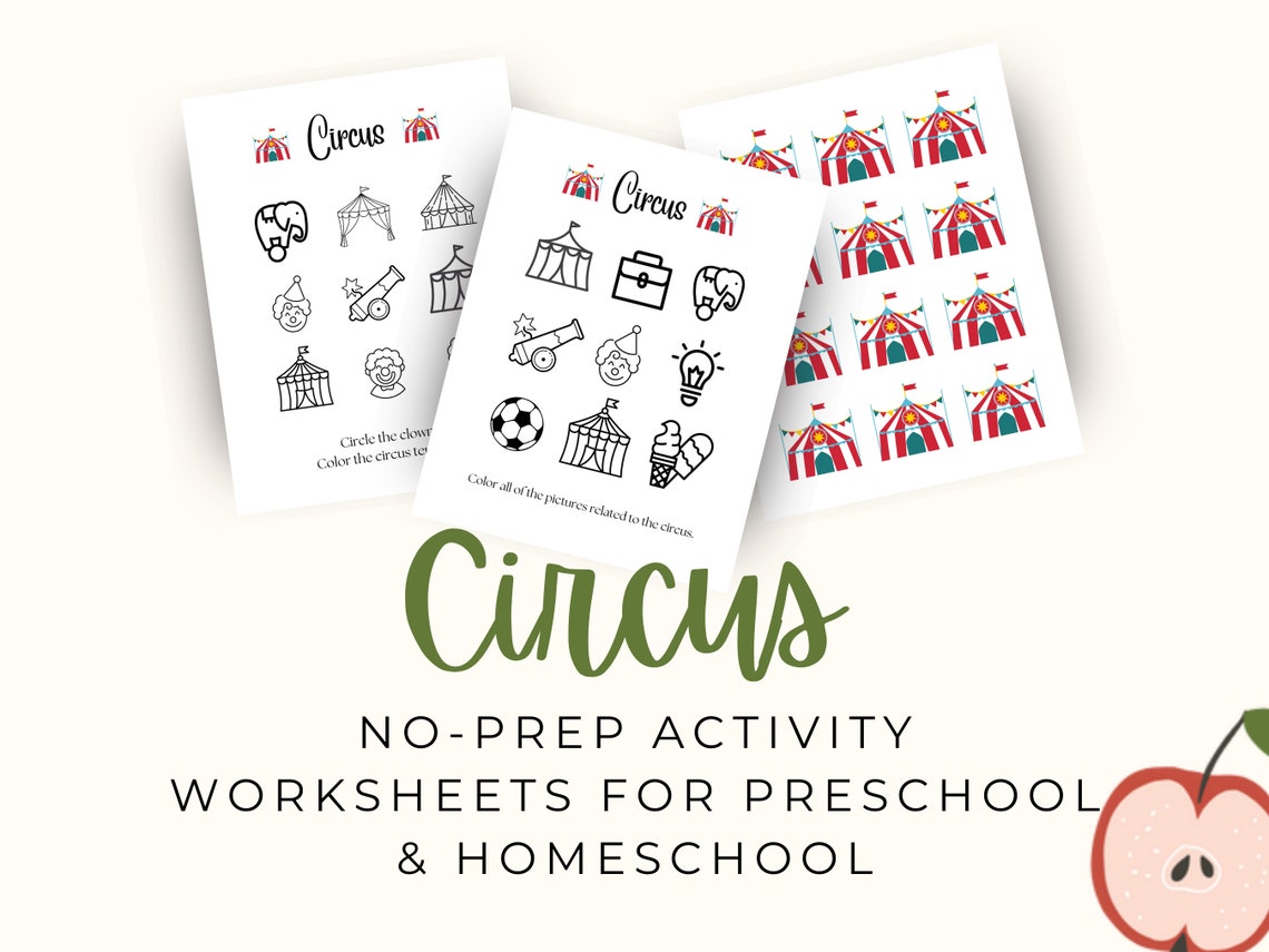 Circus Theme Printable Activity Worksheets | No Prep Preschool and ...