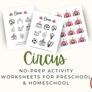 Circus Theme Printable Activity Worksheets | No Prep Preschool and ...