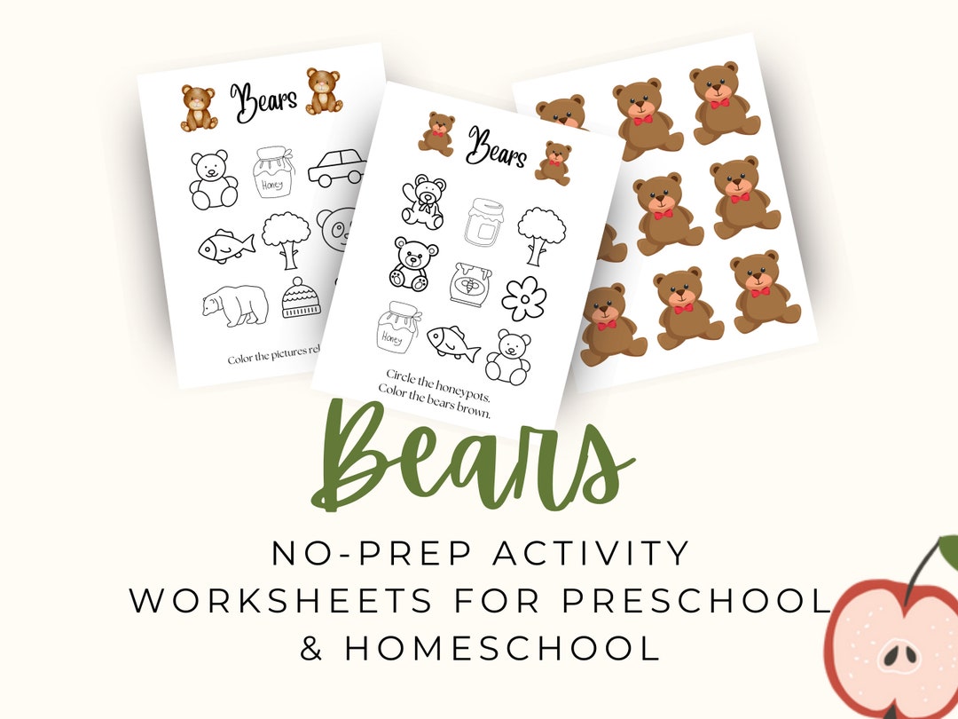 Bear Theme Printable Activity Worksheets | No Prep Preschool and ...