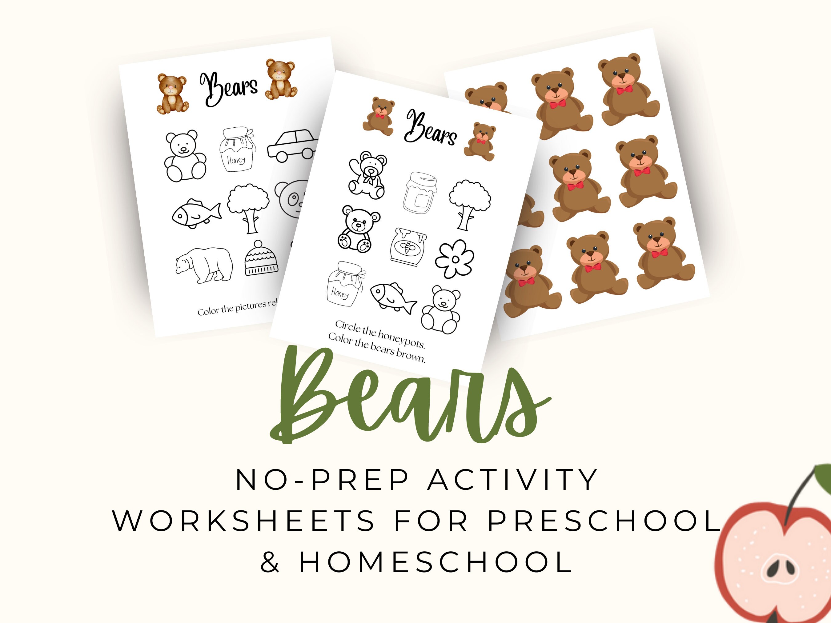 Bear Theme Printable Activity Worksheets | No Prep Preschool and ...