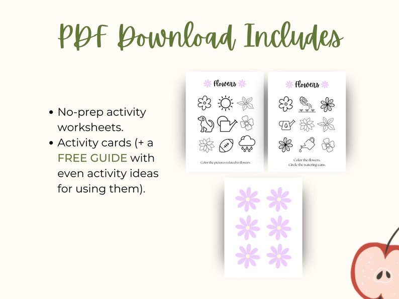 Flower Theme Printable Activity Worksheets | No Prep Preschool and ...
