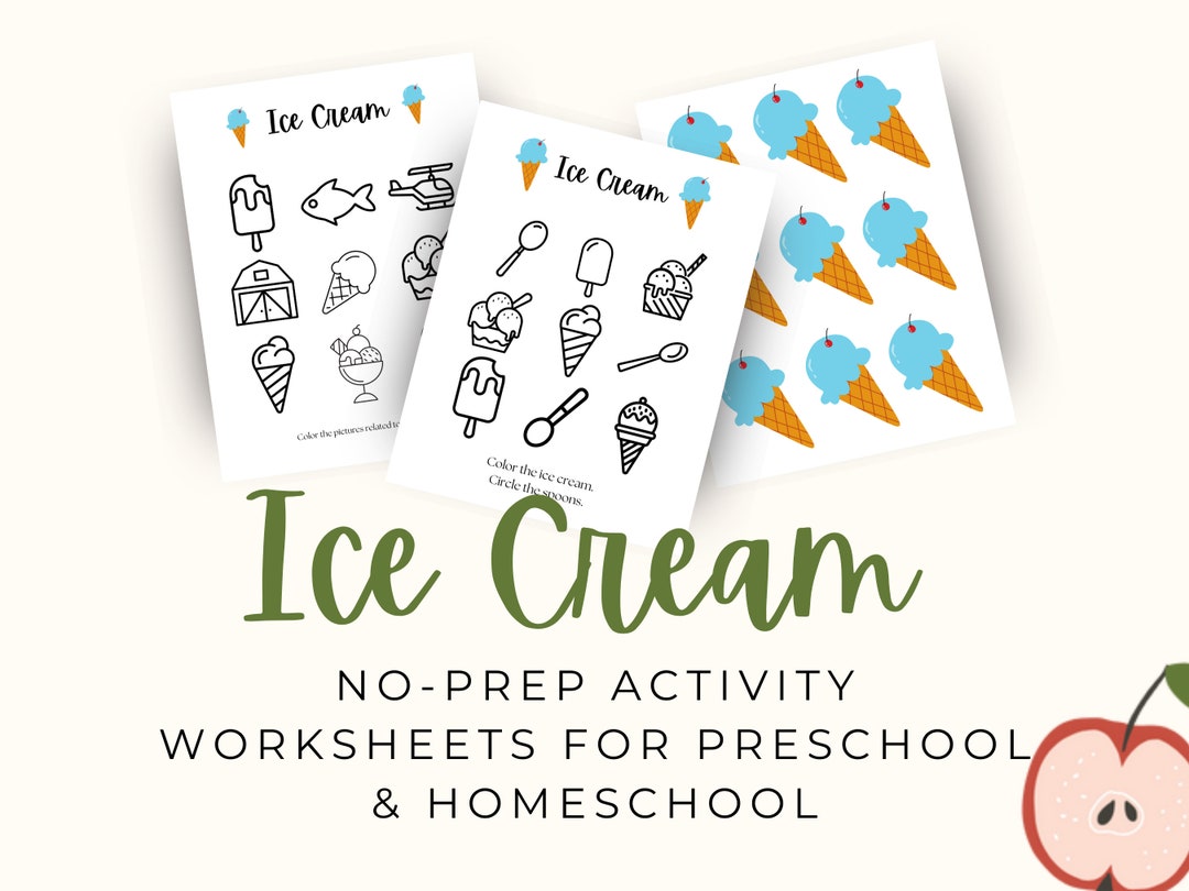 Ice Cream Theme Printable Activity Worksheets | No Prep Preschool and ...