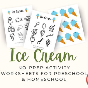 Ice Cream Theme Printable Activity Worksheets | No Prep Preschool and ...