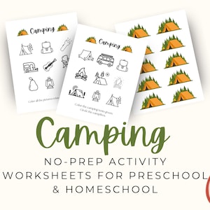 Camping Theme Printable Activity Worksheets | No Prep Preschool and ...
