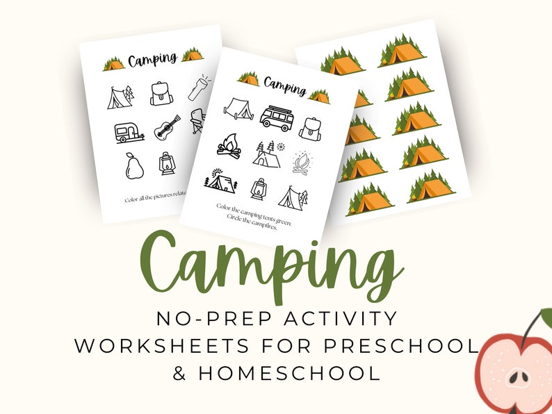 Camping Theme Printable Activity Worksheets | No Prep Preschool and ...