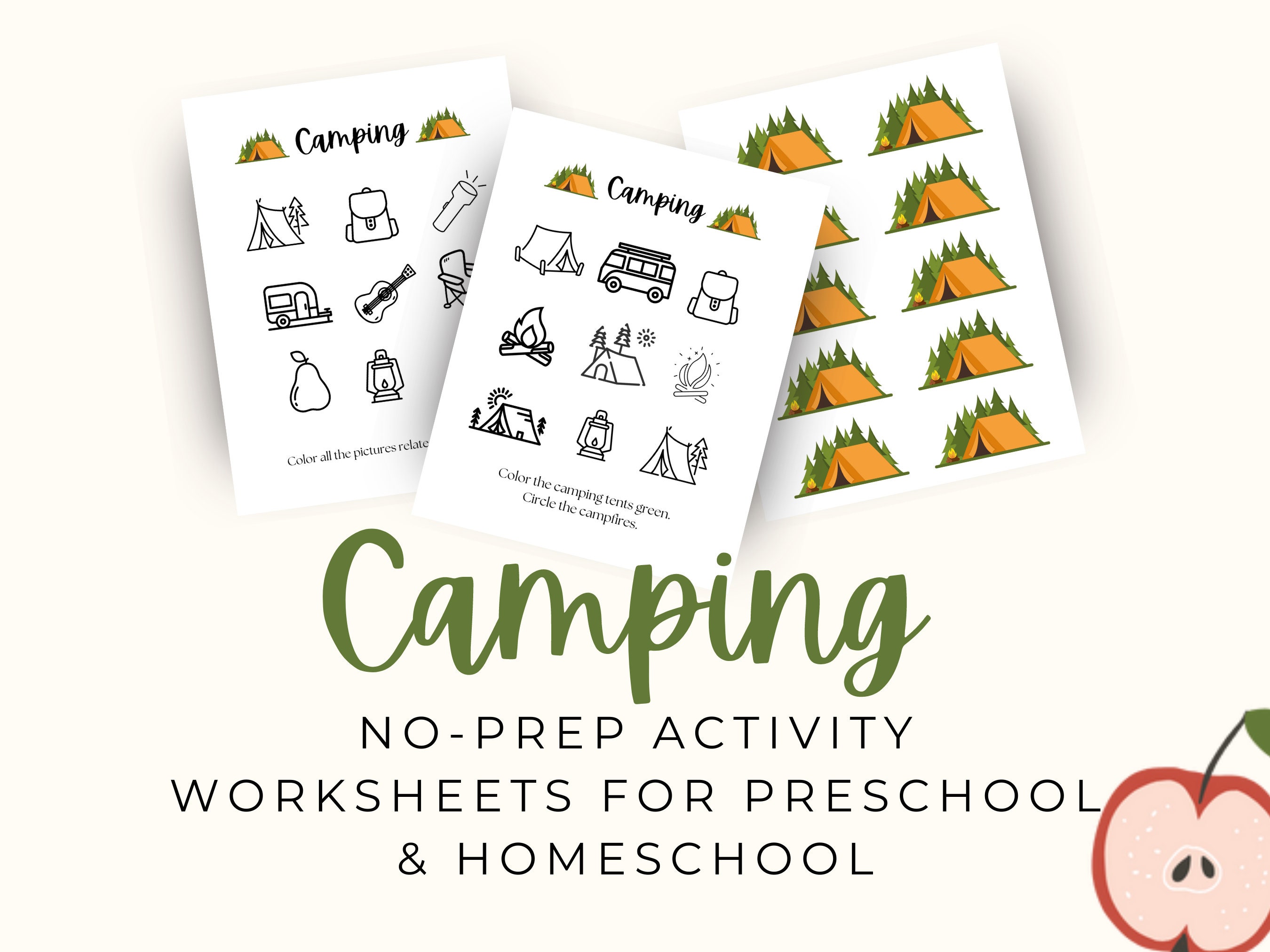 Camping Theme Printable Activity Worksheets | No Prep Preschool and ...