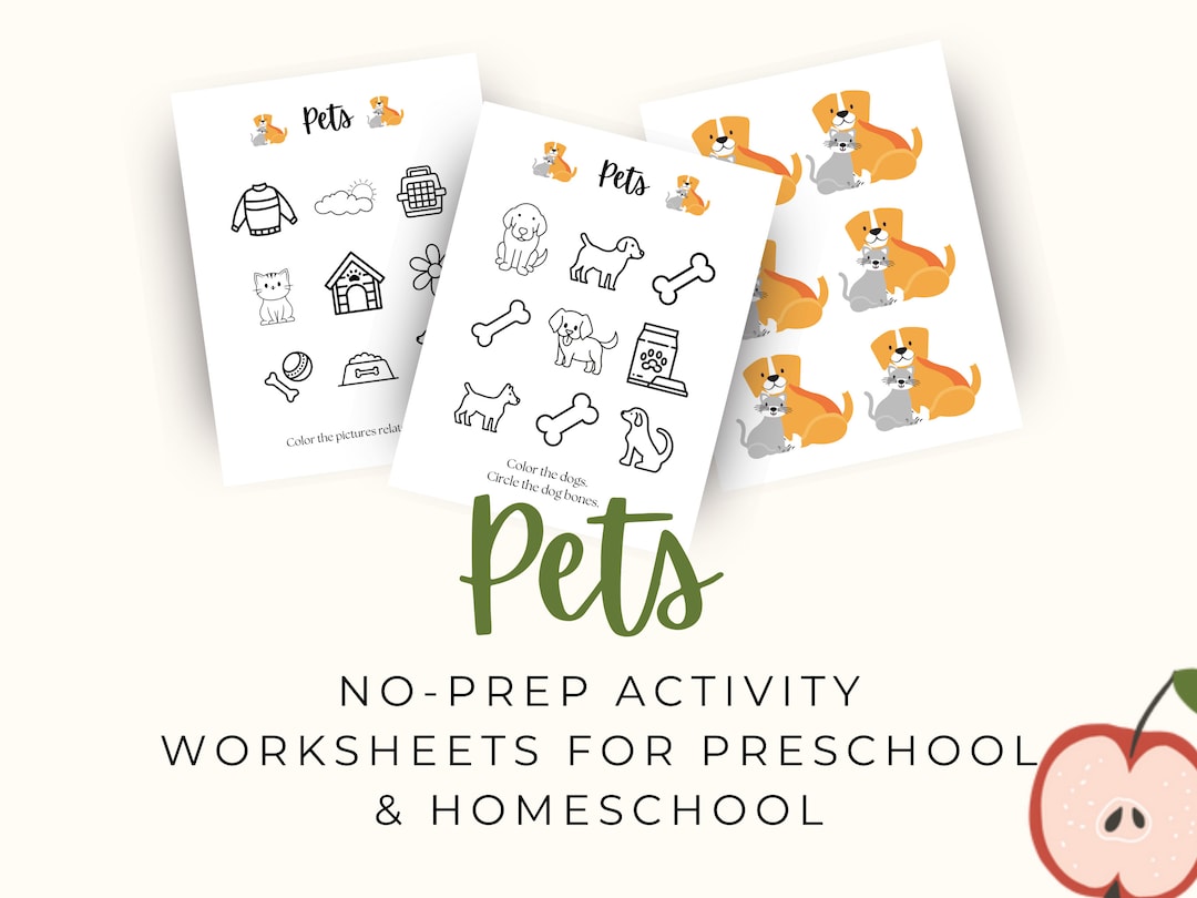 Pets Theme Printable Activity Worksheets | No Prep Preschool and ...