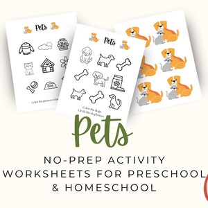 Pets Theme Printable Activity Worksheets | No Prep Preschool and ...