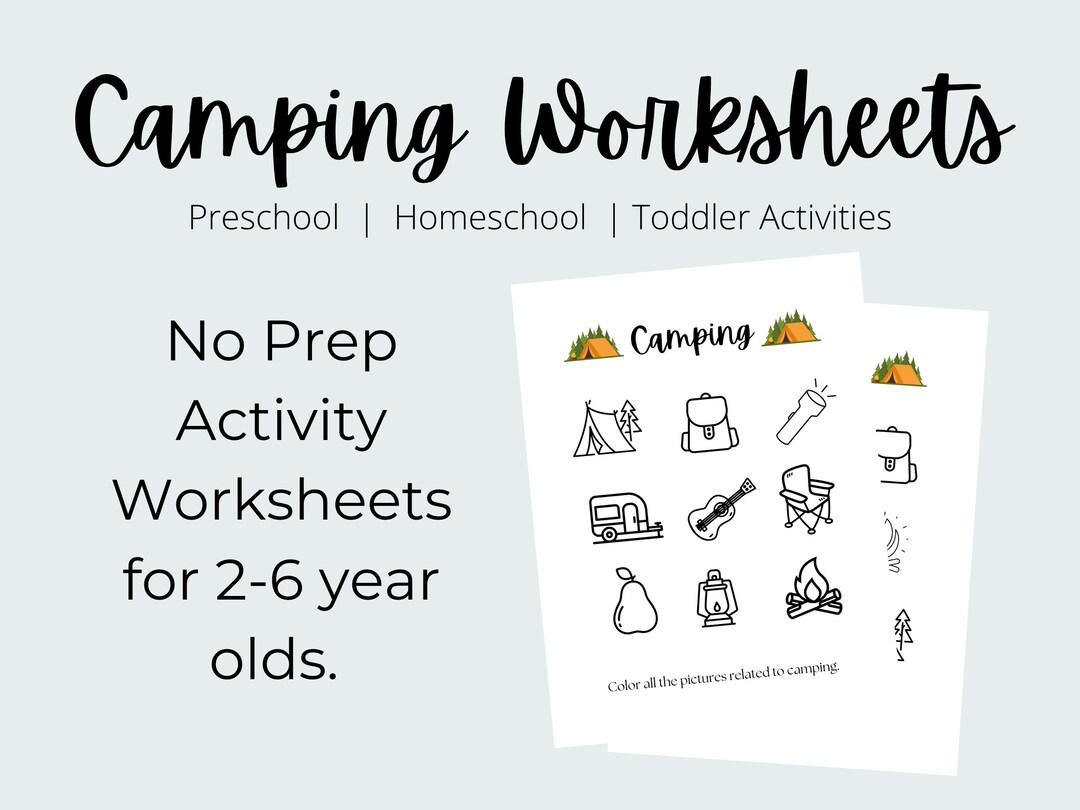 Camping Theme Printable Activity Worksheets No Prep - Etsy