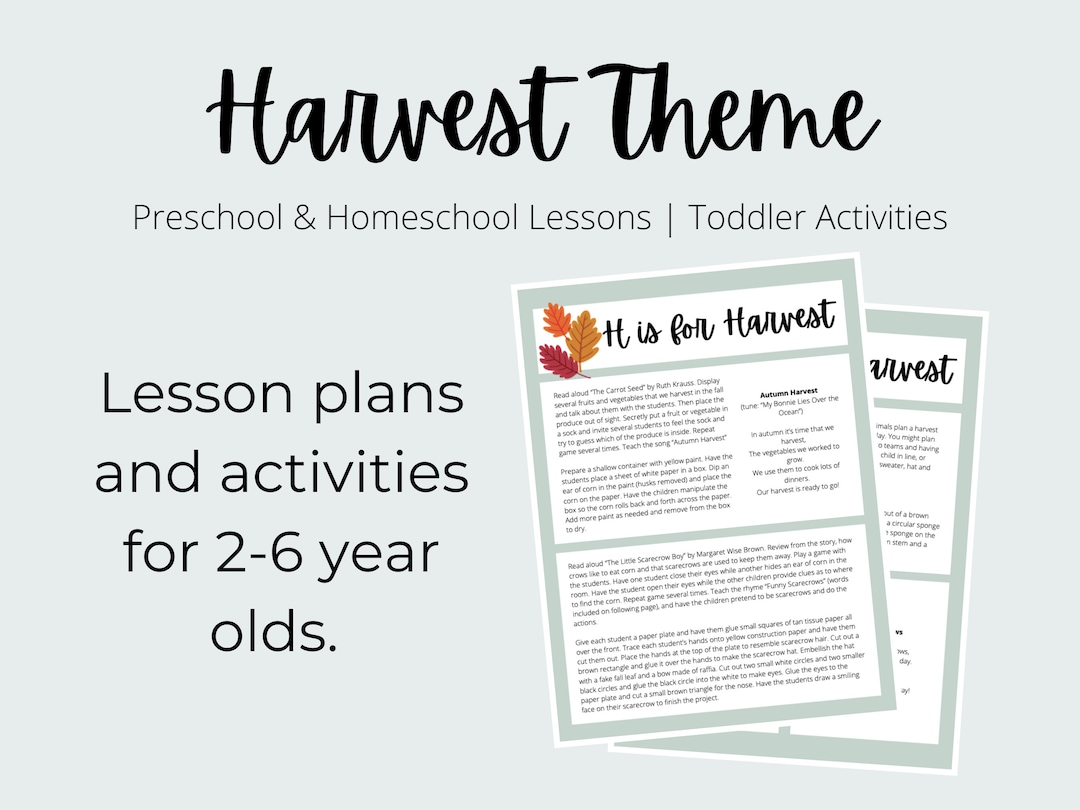 Harvest Theme Preschool Curriculum Printable | Homeschool Lesson Plan ...