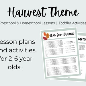 Harvest Theme Preschool Curriculum Printable | Homeschool Lesson Plan ...