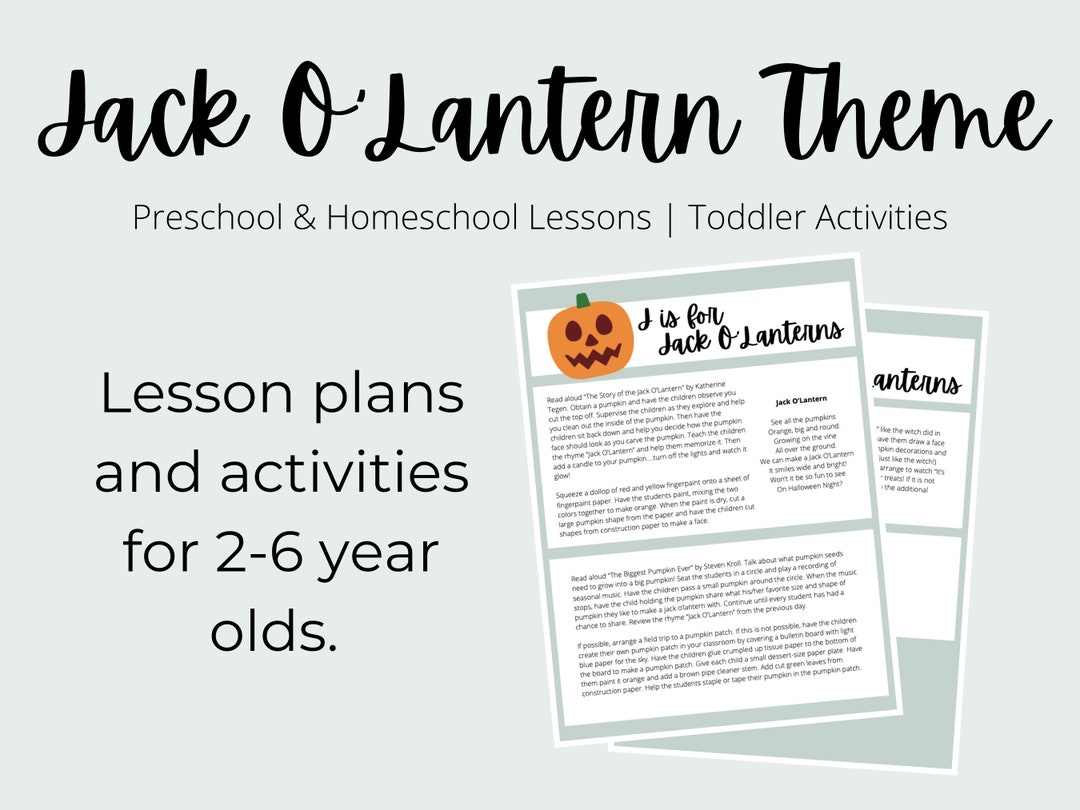 Jack O'lantern Theme Preschool Curriculum Printable | Homeschool Lesson ...