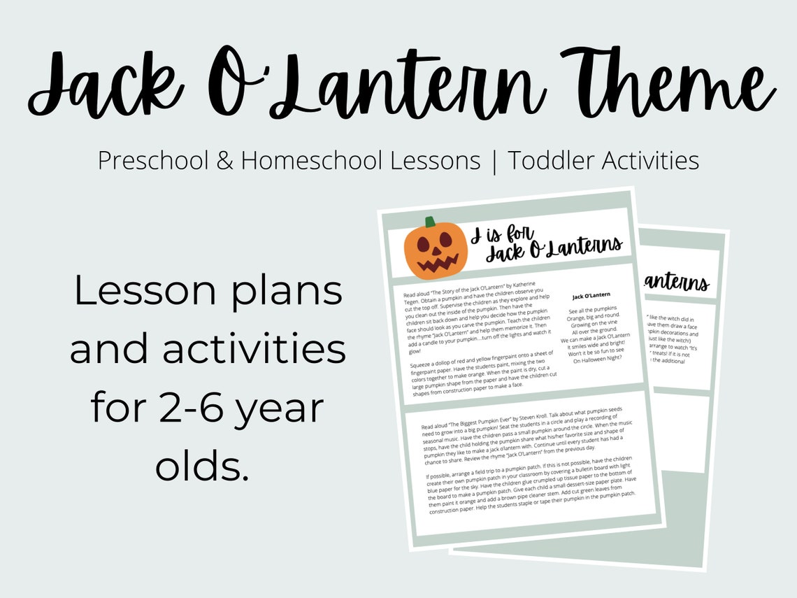 Jack O'lantern Theme Preschool Curriculum Printable | Homeschool Lesson ...