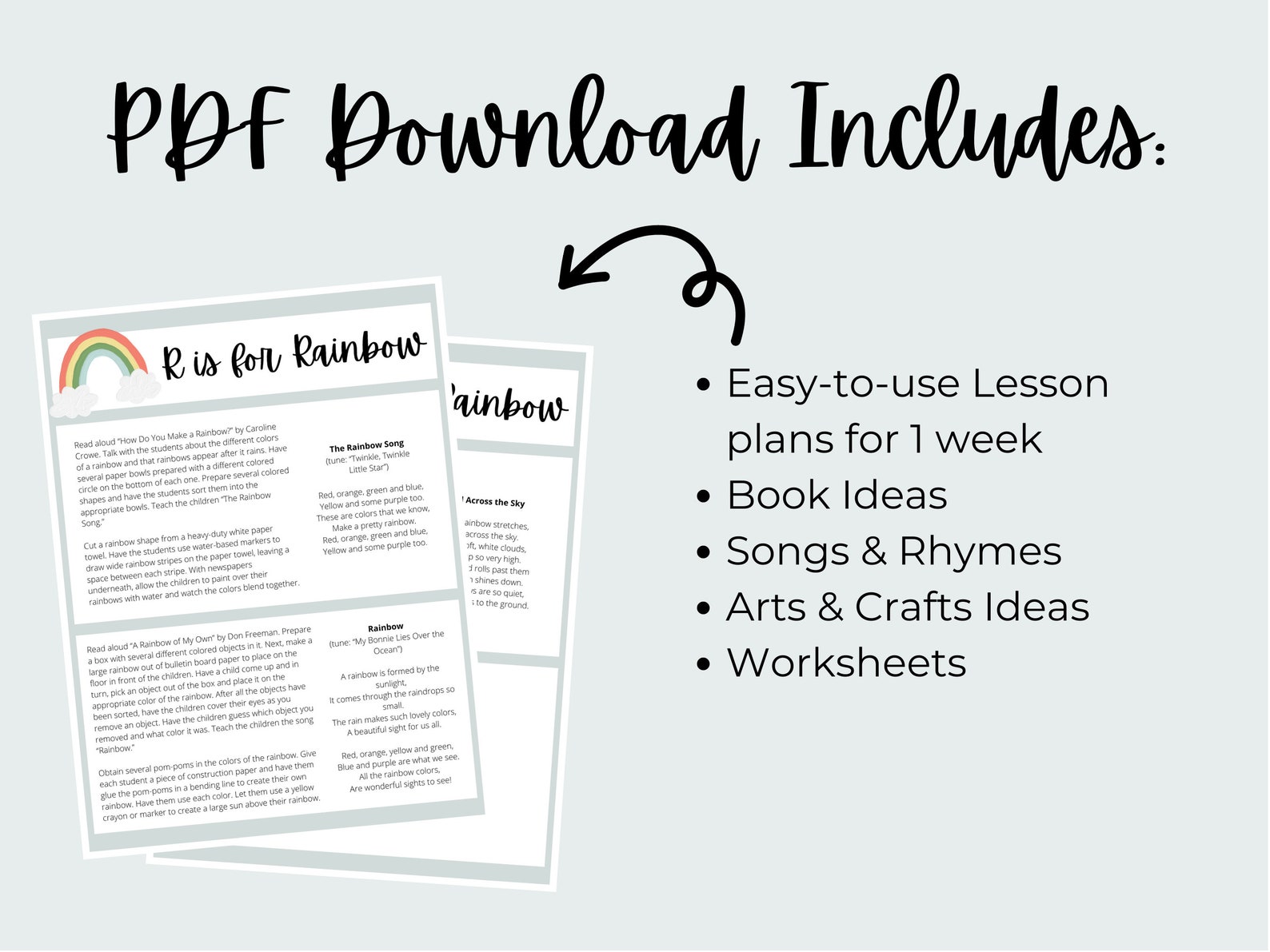 Rainbow Theme Preschool Curriculum Printable | Homeschool Lesson Plan ...