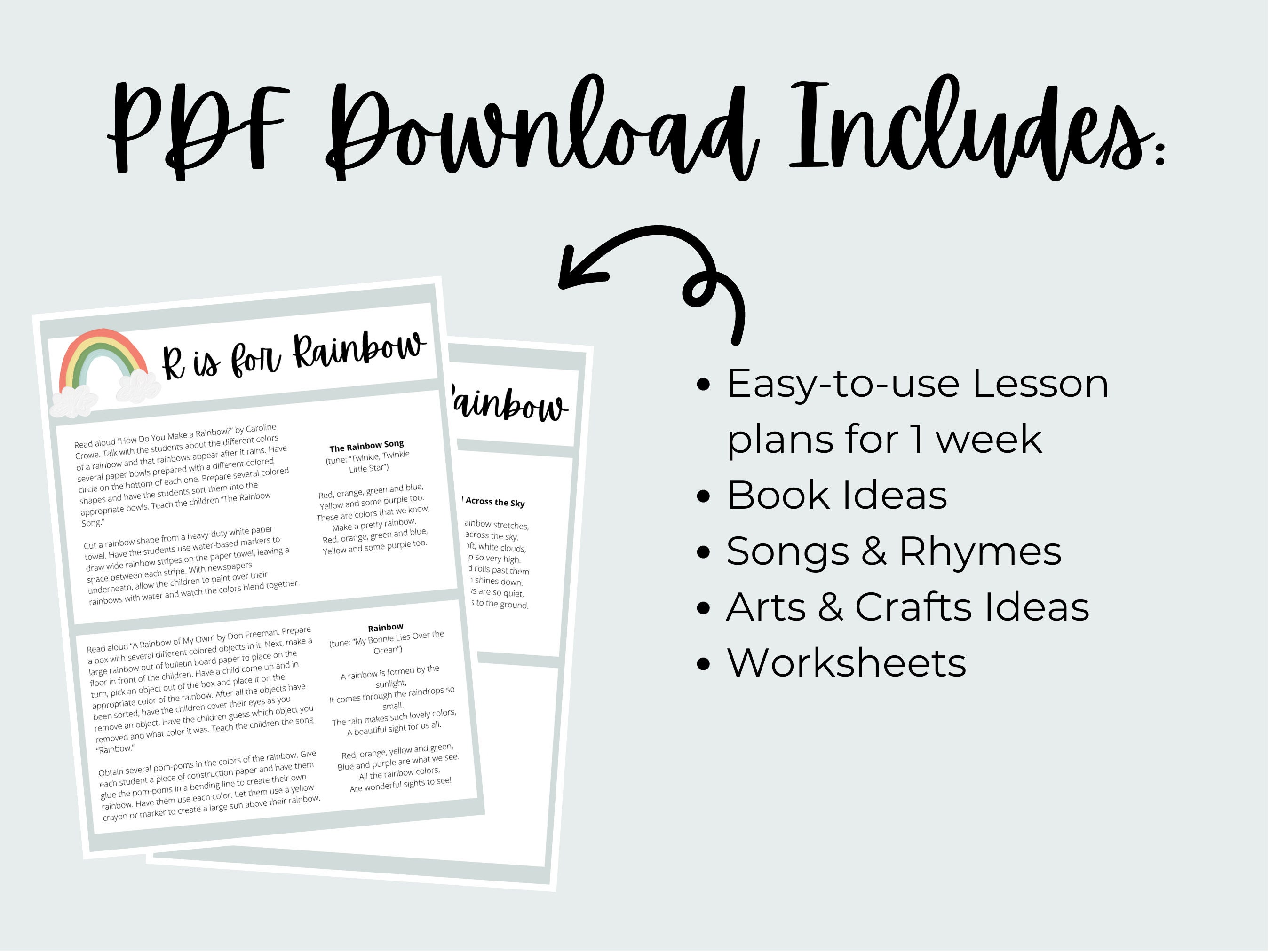 Rainbow Theme Preschool Curriculum Printable | Homeschool Lesson Plan ...