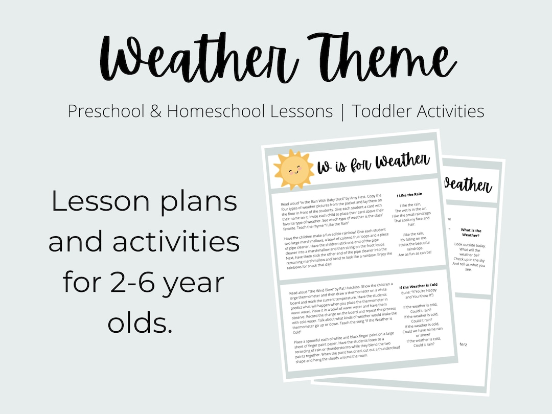 Weather Theme Preschool Curriculum Printable | Homeschool Lesson Plan ...