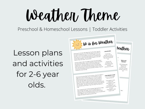 Weather Theme Preschool Curriculum Printable Homeschool - Etsy