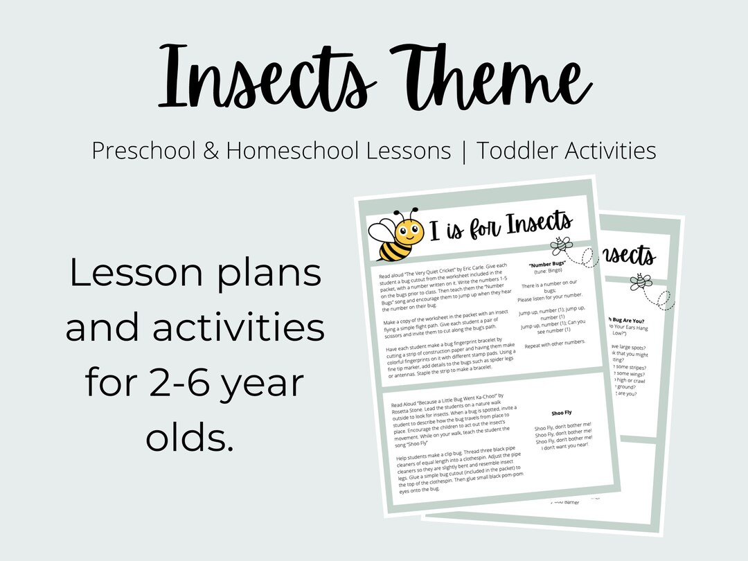Insects Theme Preschool Curriculum Printable | Homeschool Lesson Plan ...