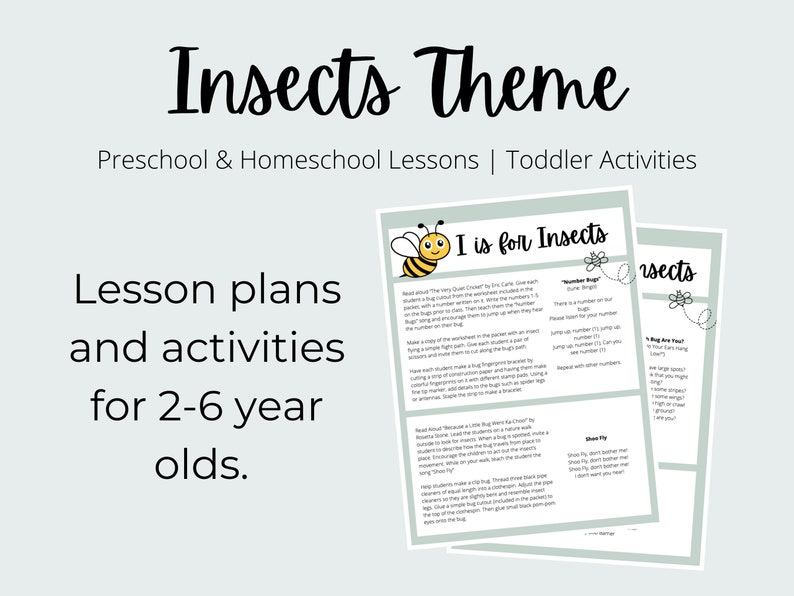 Insects Theme Preschool Curriculum Printable | Homeschool Lesson Plan ...