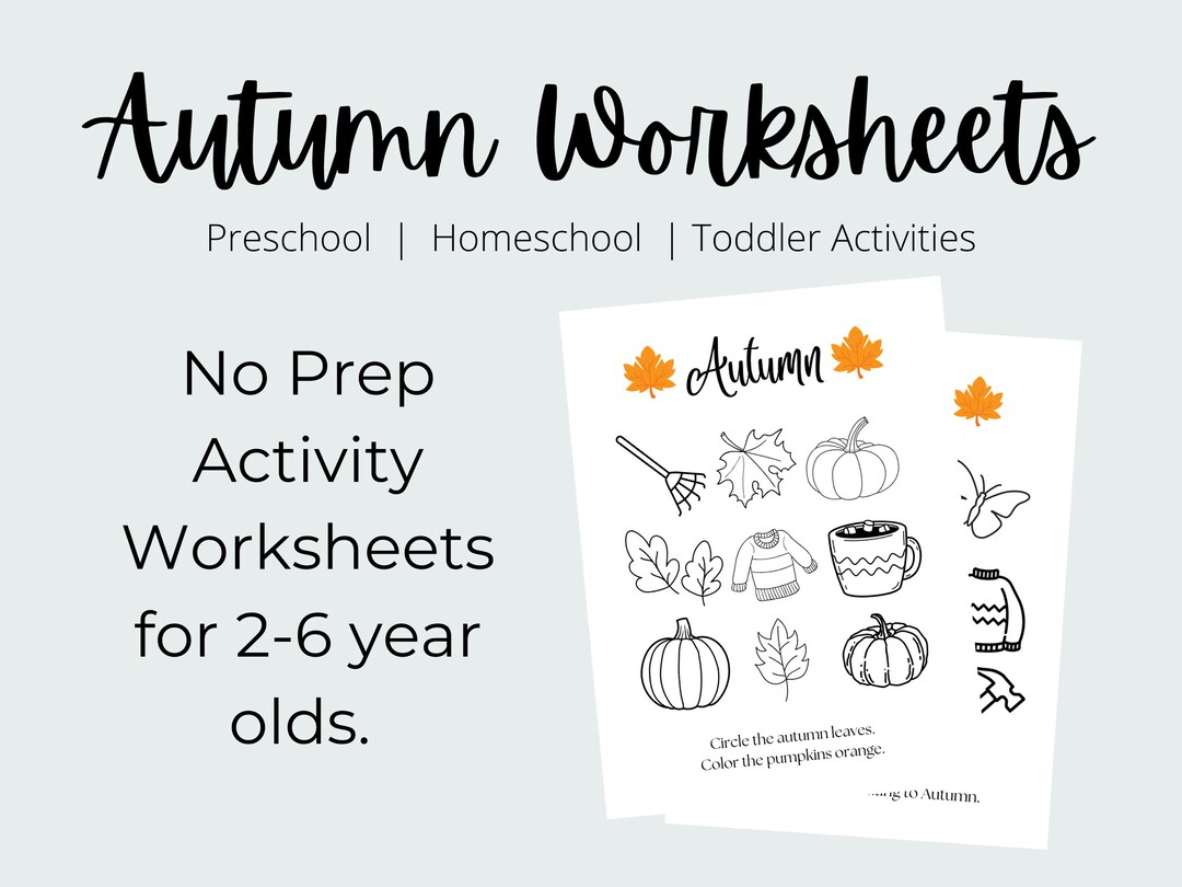 Autumn Theme Printable Activity Worksheets | No Prep Preschool and ...