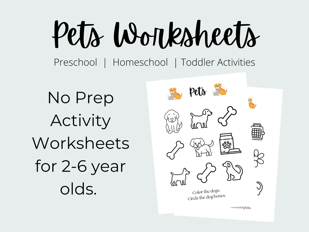 Pets Theme Printable Activity Worksheets No Prep Preschool - Etsy