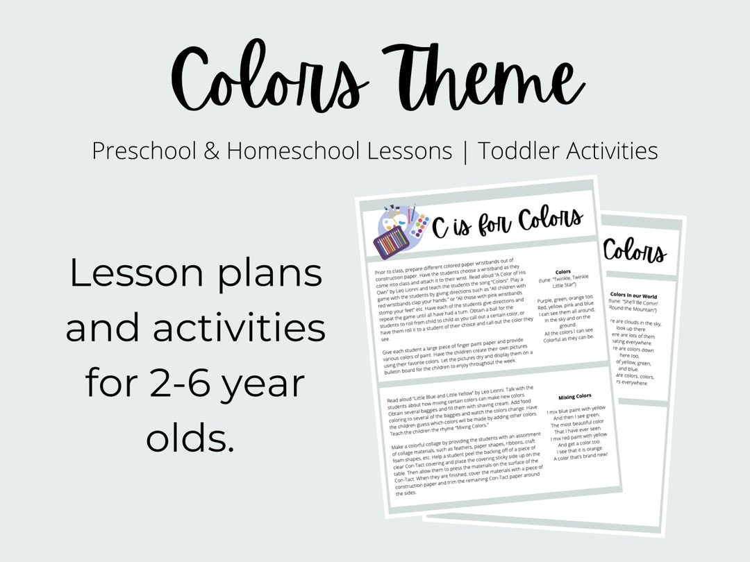 Colors Theme Preschool Curriculum Printable | Homeschool Lesson Plan ...