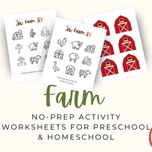 Farm Theme Printable Activity Worksheets | No Prep Preschool and ...