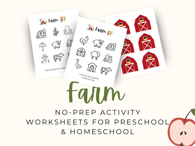 Farm Theme Printable Activity Worksheets | No Prep Preschool and ...