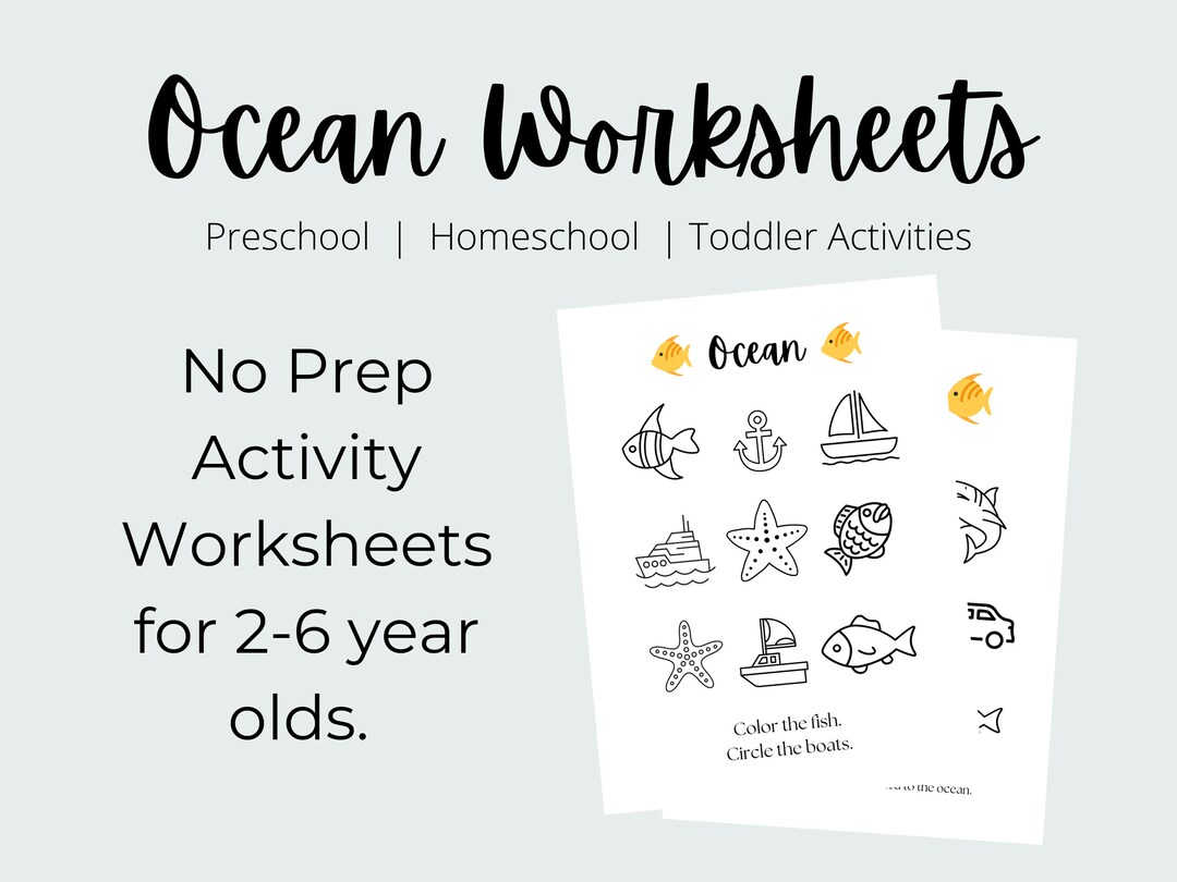 Ocean Theme Printable Activity Worksheets No Prep Preschool - Etsy