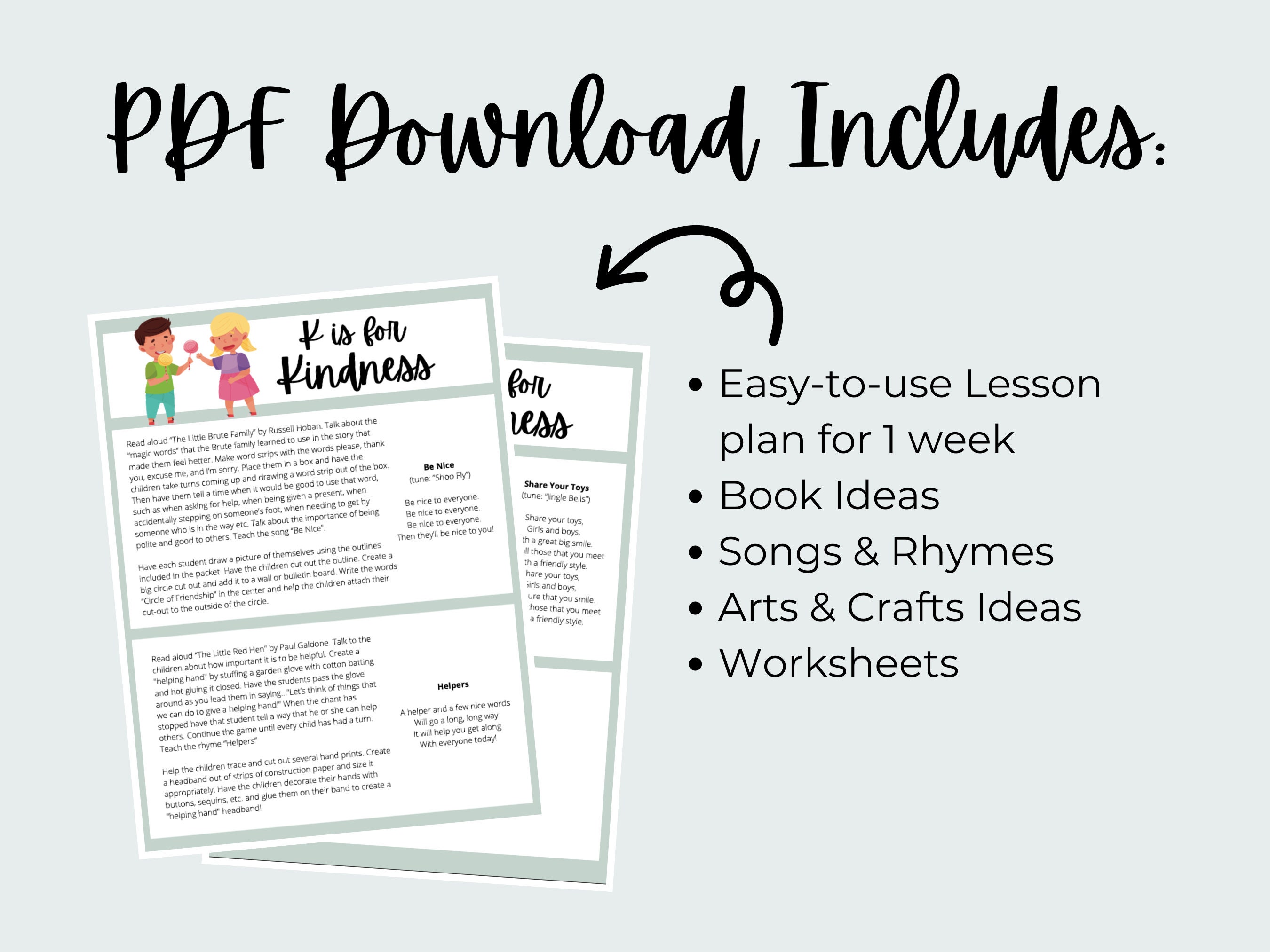 Kindness Theme Preschool Curriculum Printable | Homeschool Lesson Plan ...