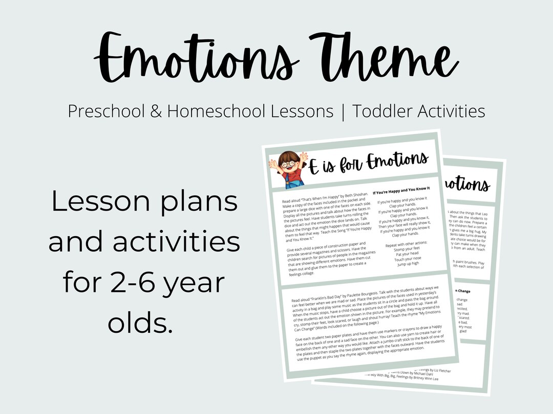 Emotions Theme Preschool Curriculum Printable | Homeschool Lesson Plan ...