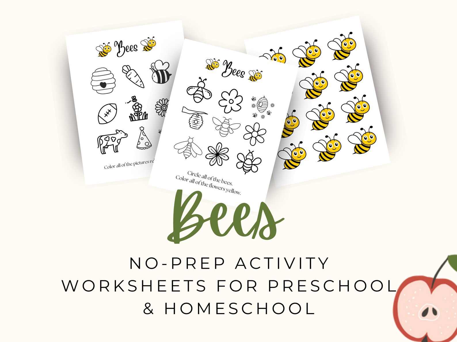 Bee Theme Printable Activity Worksheets | No Prep Preschool and ...