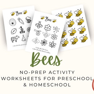 Bee Theme Printable Activity Worksheets | No Prep Preschool and ...