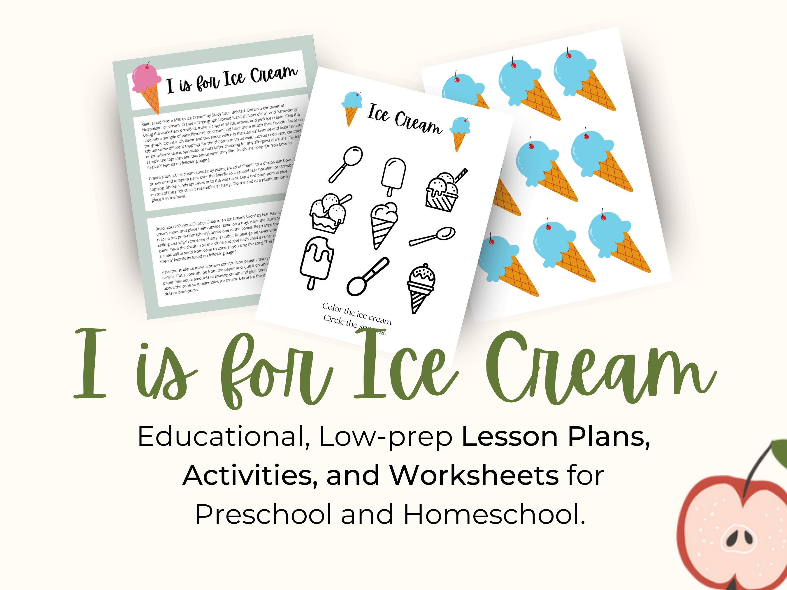 Ice Cream Theme Printable Preschool Lesson Plans | Printable Activities ...