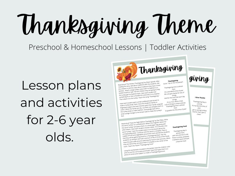 Thanksgiving Theme Preschool Curriculum Printable | Homeschool Lesson ...