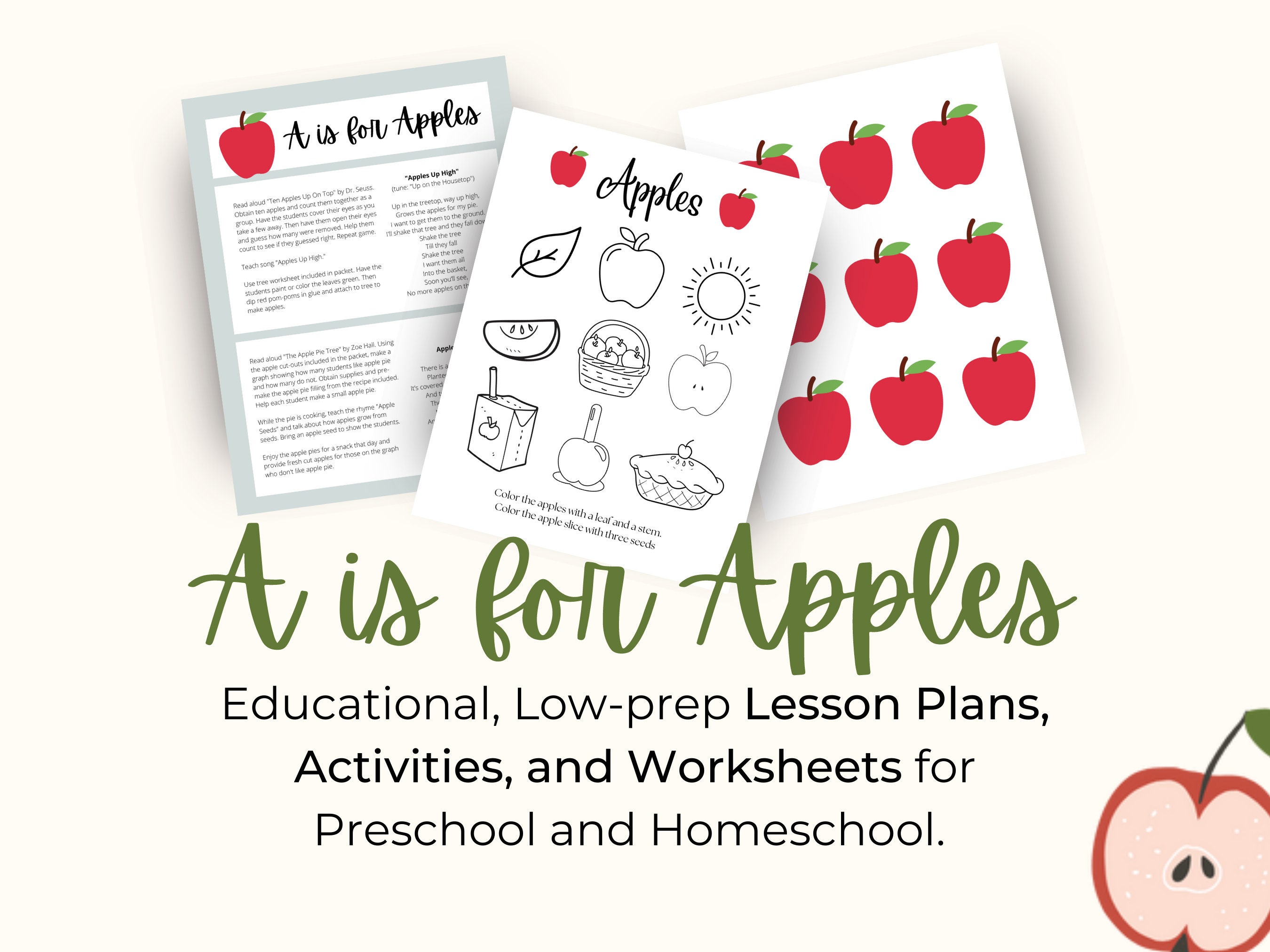 Apple Theme Printable Preschool Lesson Plans | Printable Activities and ...