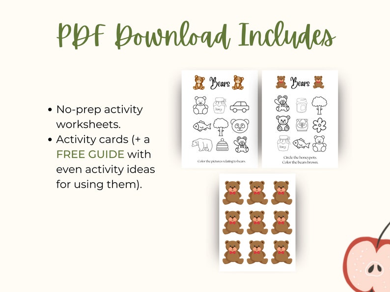 Bear Theme Printable Activity Worksheets | No Prep Preschool and ...